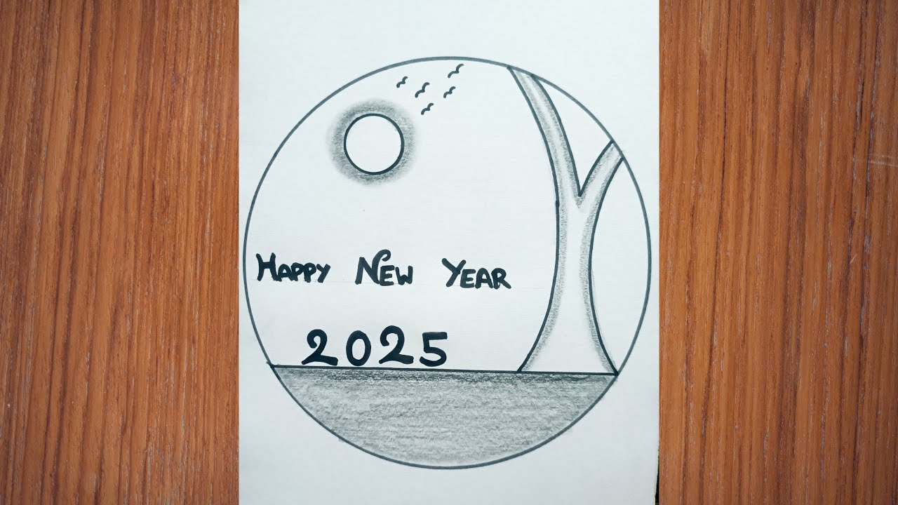 #Happy new year 2025 drawing very easy #How to draw new year 2025 ...