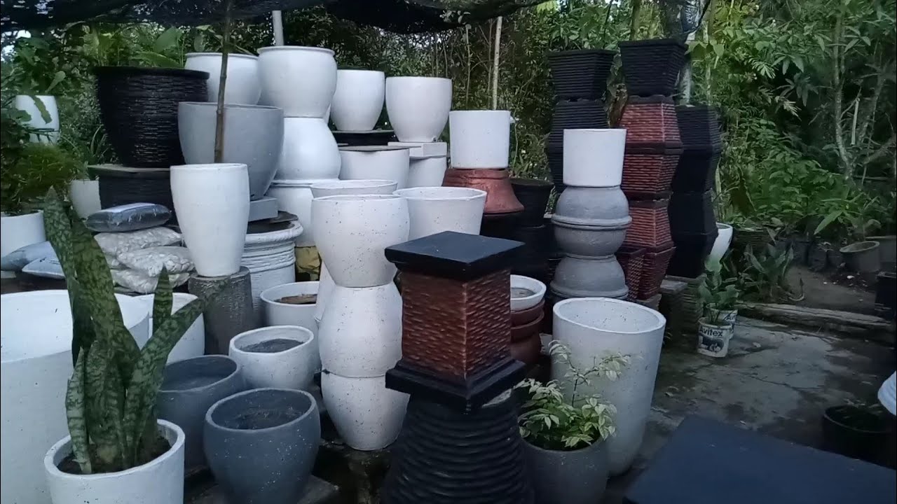 harga pot bunga cor - YouTube