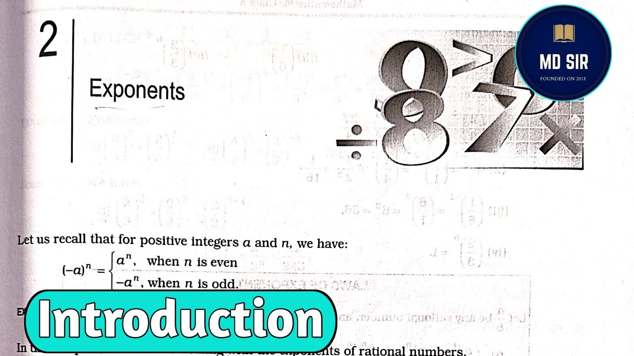 Exponents Introduction | Rs Aggarwal Class 8 | Chapter 2 | Md Sir Class ...