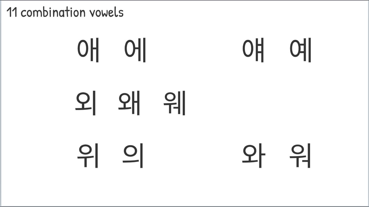 korean 11 combination vowels - YouTube