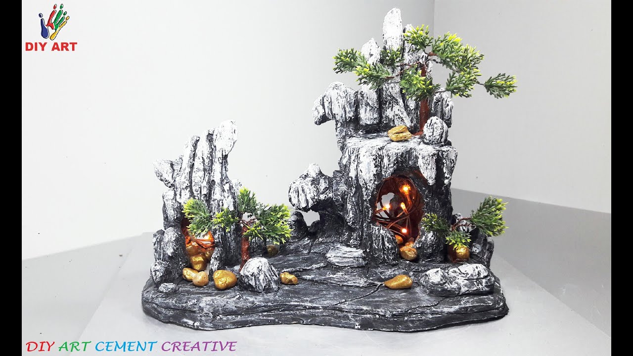 DIY ART ||| How to make a mini hill. ||| Cách làm đồi tùng mini. - YouTube