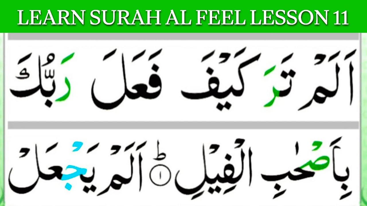 How to learn the quran Surah Al Feel lesson 11 read online learning ...