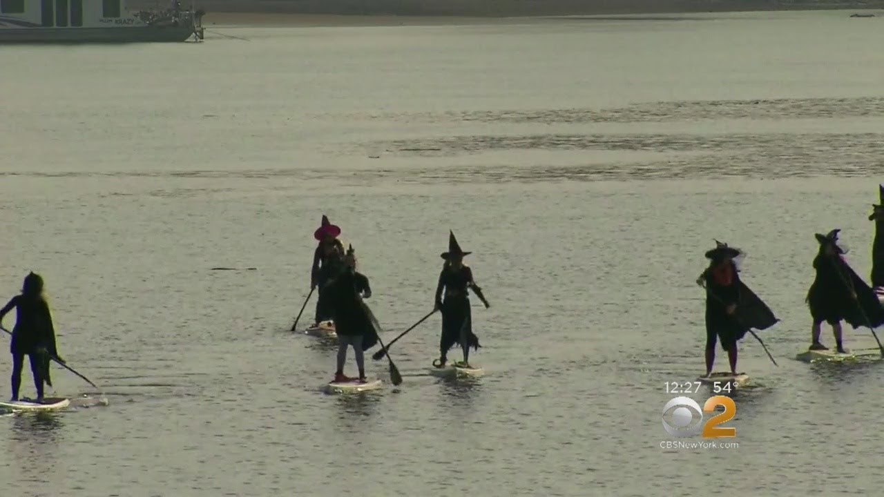Coven Of Paddle Board Witches Spotted On River - YouTube