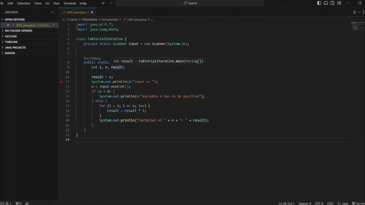 PROGRAM JAVA FAKTORIAL ITERATIF - YouTube