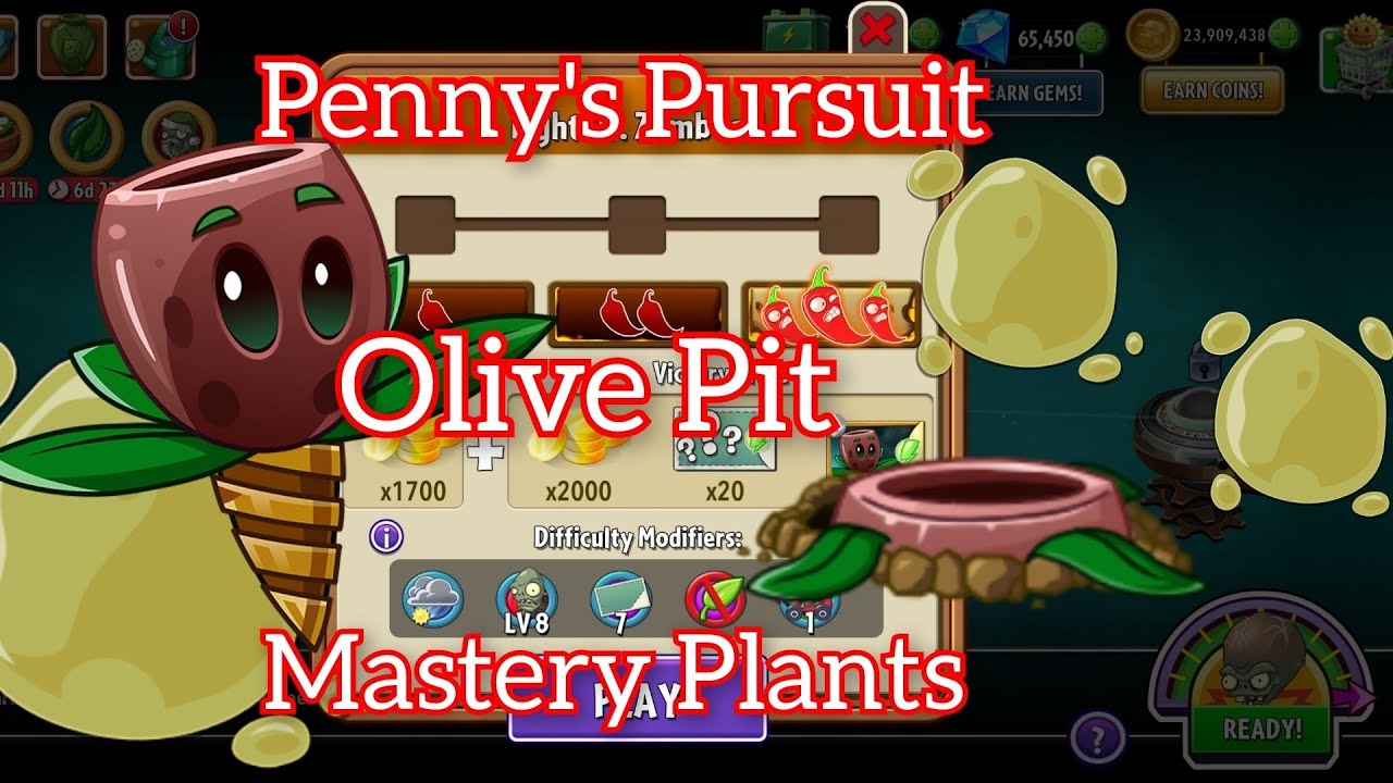 Penny's Pursuit,Olive Pit,Plants vs Zombies 2,Mastery Plants - YouTube