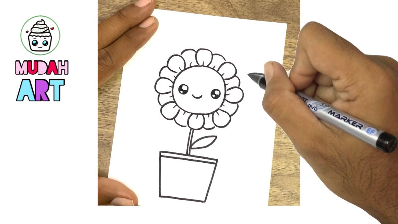 MUDAH! CARA MELUKIS BUNGA COMEL DALAM PASU - YouTube