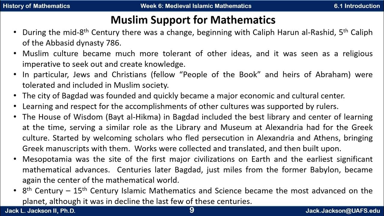 Math History 6.1 Introduction to Medieval Islamic Mathematics - YouTube