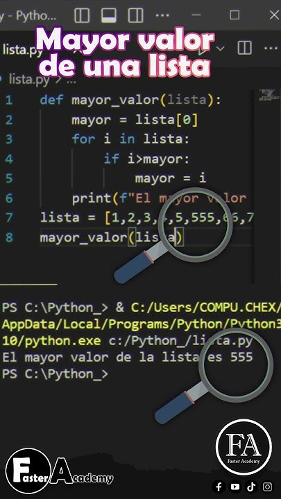 Mayor valor de una lista con Python #python #pythonespañol #listas - YouTube