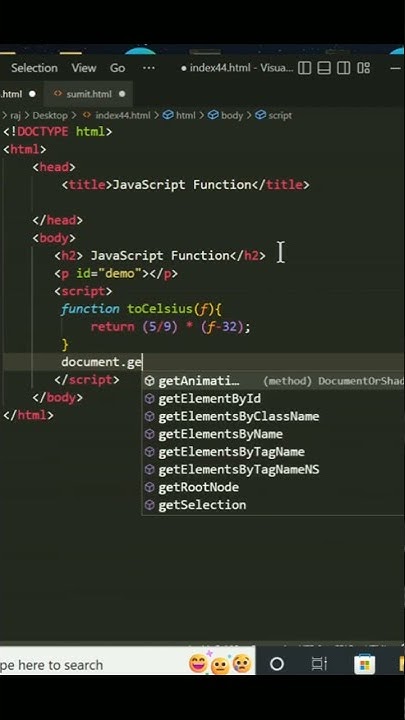 JavaScript Functions | convert fahrenheit to celsius | temperature #shorts #ytshorts - YouTube
