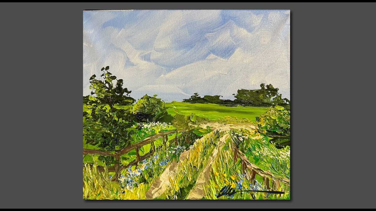 Acrylic painting Landscape tutorial for beginners/ Palette knife ...