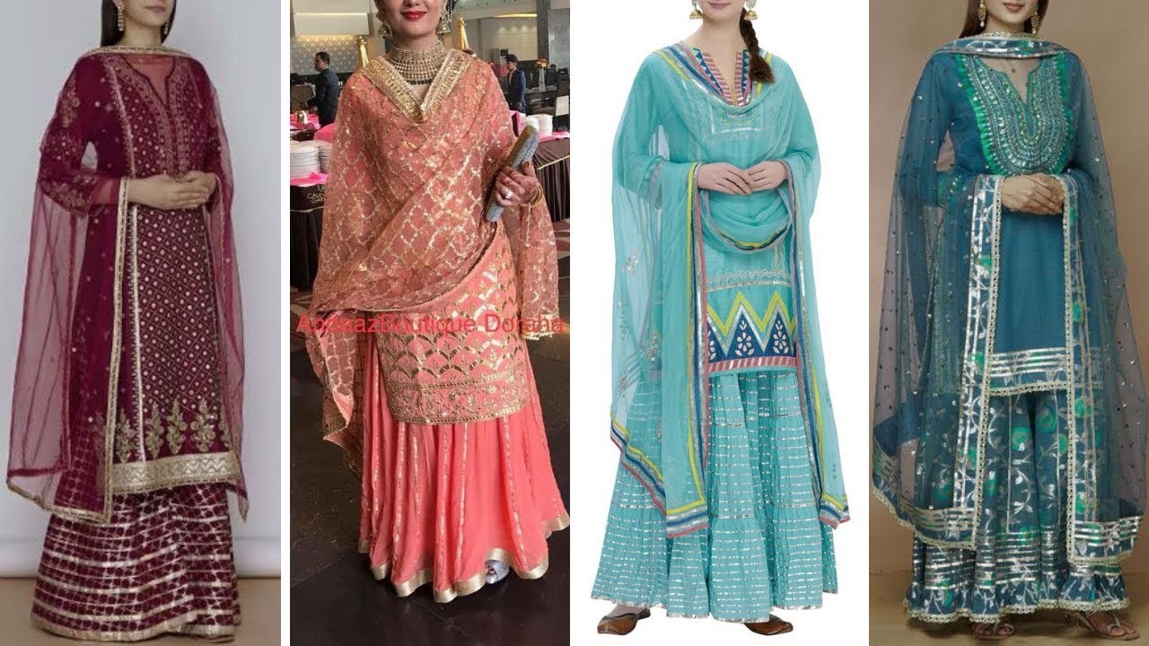 Embellished kurta shara set design ideas/Kurta with sharara pants/Kurta ...