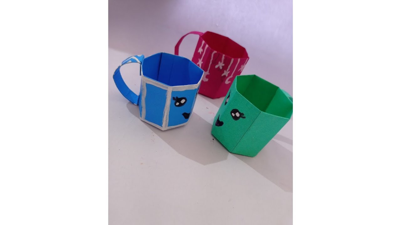 Diy mini paper craft / craft for school / origami paper mug - YouTube