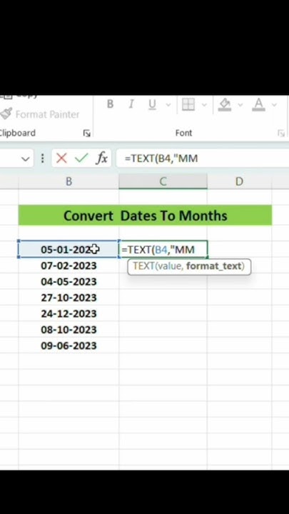 Convert Date Into Month Using Text Formulaexcelexcelshortcuts Tipsandtricks Shortstrending