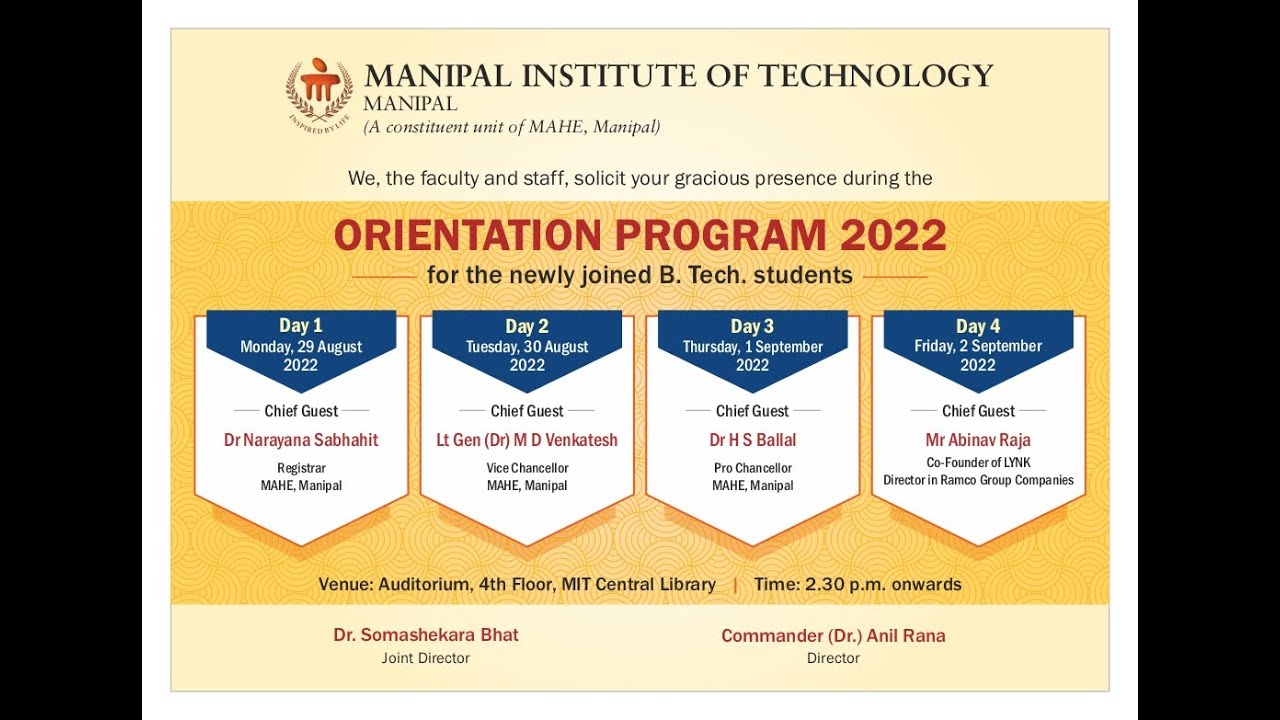 MIT Orientation Program 2022 – Day 1 - 29th August,2022 - YouTube