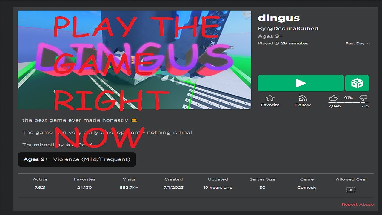 dingus (the game) (on roblox) - YouTube
