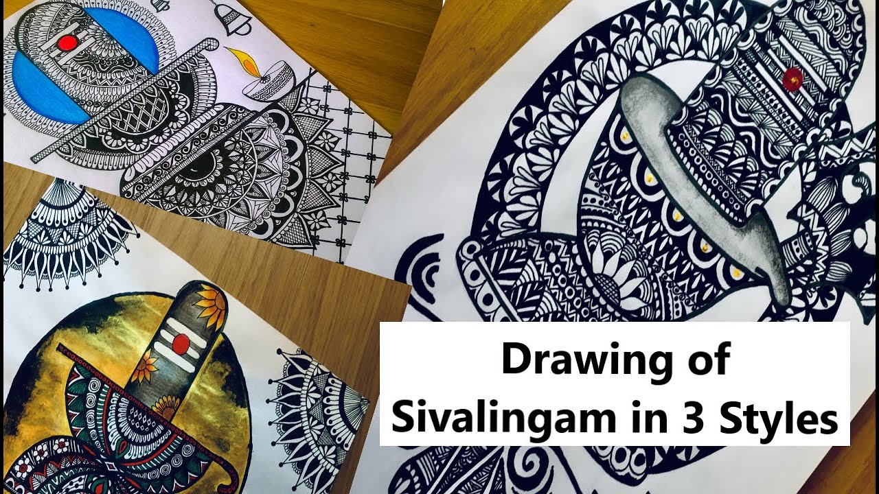 Drawing of Sivalingam in 3 Styles - YouTube