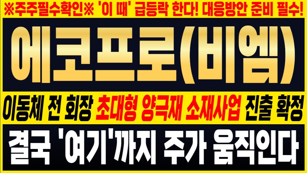 에코프로 에코프로비엠 이동체 전 회장이 공개한 초대형 호재 여기까지 주가 움직이다가 이 때 급락합니다 그러니 그 전에 대응방안 준비하세요 에코프로 에코
