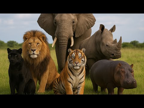 Wild Animal Sounds | Lion, Tiger, Elephant, Rhino, Hippo & Black Panther Compilation