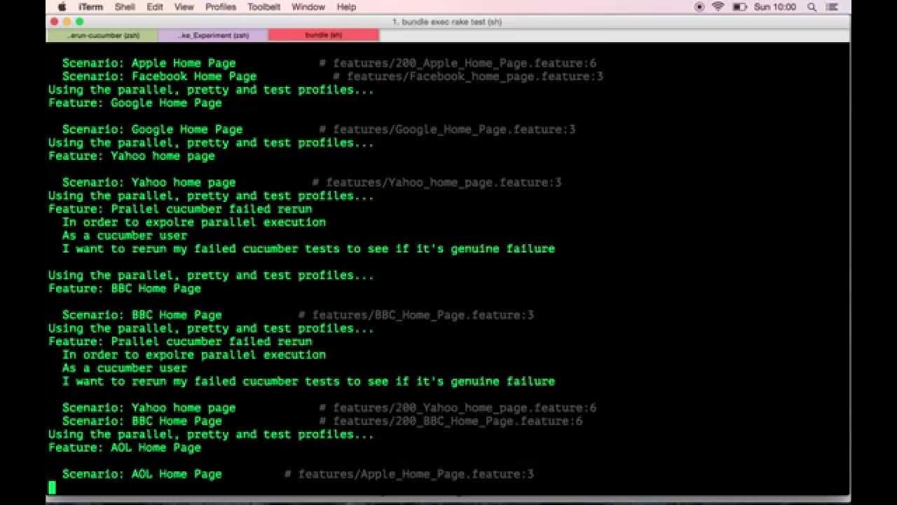 Parallelising Cucumber and re-run failed Scenarios - YouTube