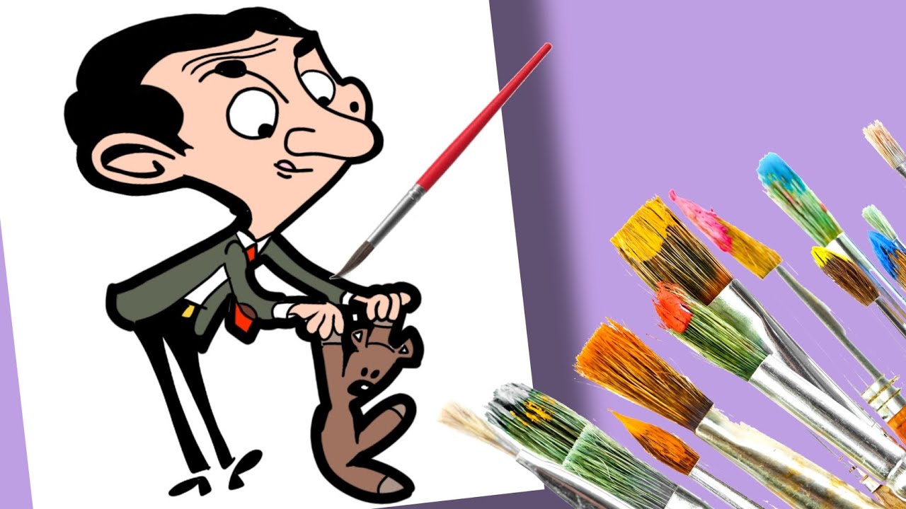 Draw Mr. Bean! Easy to draw Mr. Bean and Teddy. - YouTube