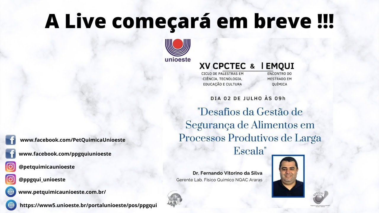XV CPCTE & I EMQUI - "Desafios da gestão de segurança de alimentos" Dr ...