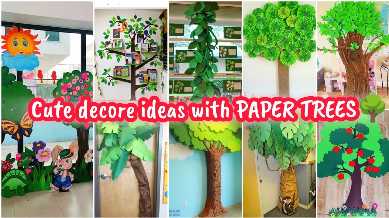 PAPER TREE Decore ideas🌳/How to make big paper trees #schoolcraft # ...