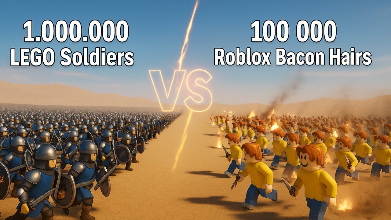 1 000 000 LEGO Soldiers vs 100 000 Roblox Bacon Hairs – Desert Dunes ...