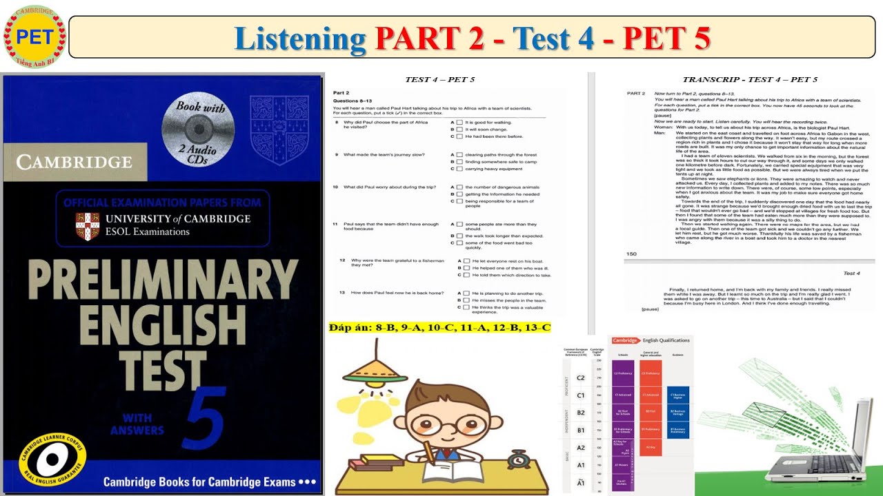 PET 5 Listening Part 2 Test 4 (Transcript + Key) - YouTube