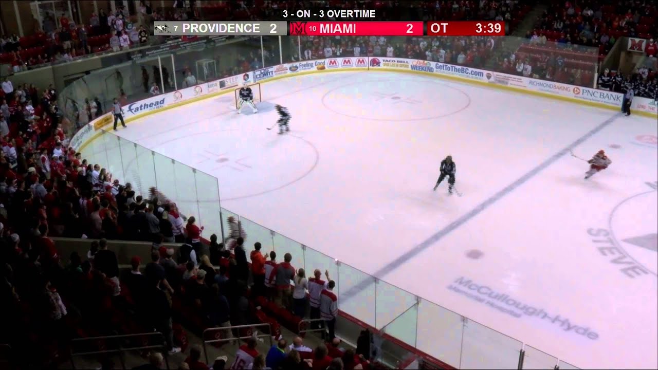 Miami RedHawks OT winning goal by Josh Melnick goal vs Providence - YouTube
