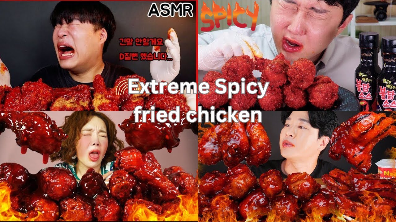 Extreme Spicy 🔥🥵 🌶️ Fire Fried Chicken Mukbang Compilation - YouTube