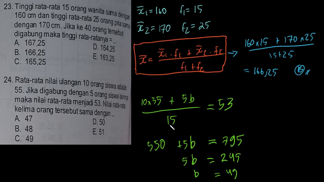 Pembahasan Soal Rata Rata Gabungan | Statistika - YouTube