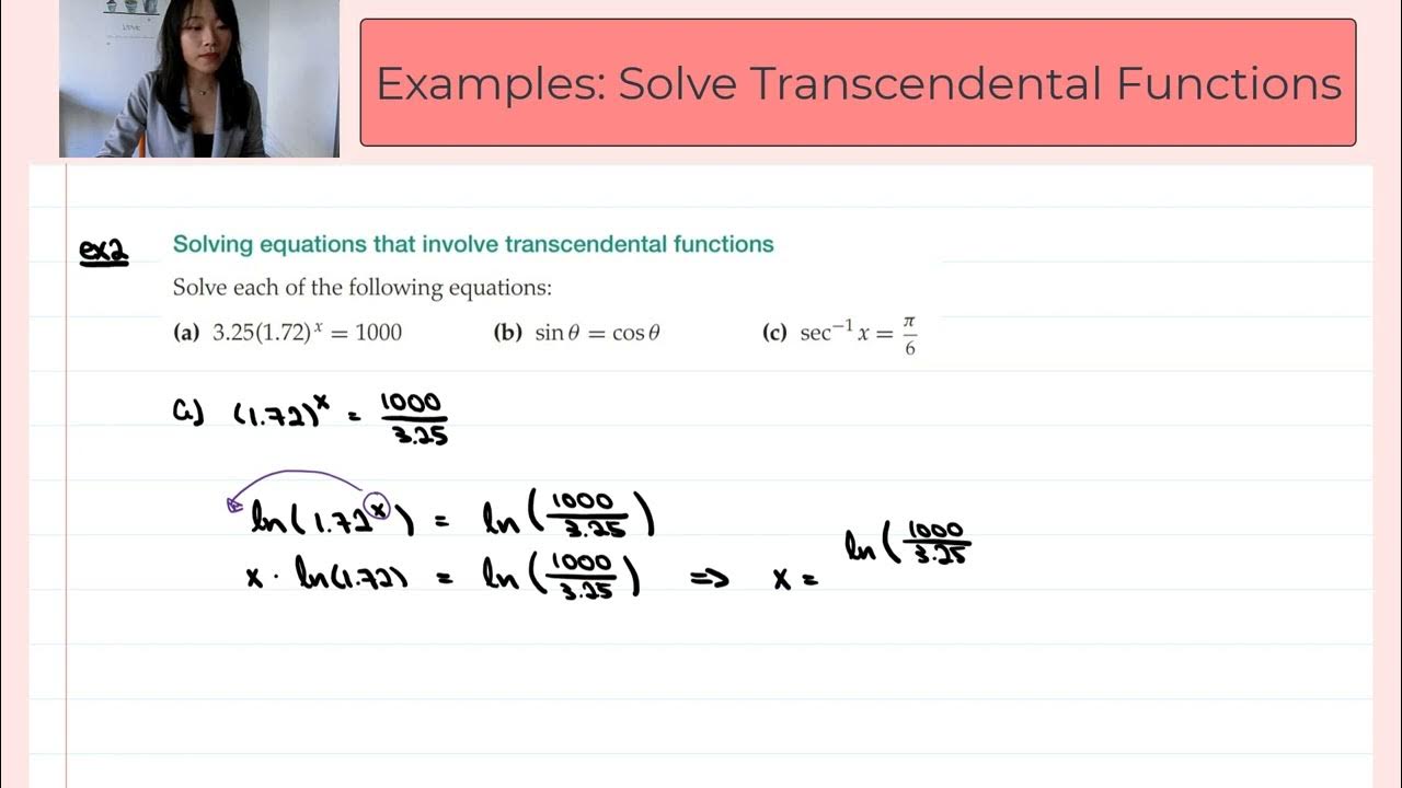 [吉娜][Precal] Examples of solving transcendental functions (exp., log., trig., and inverse trig ...