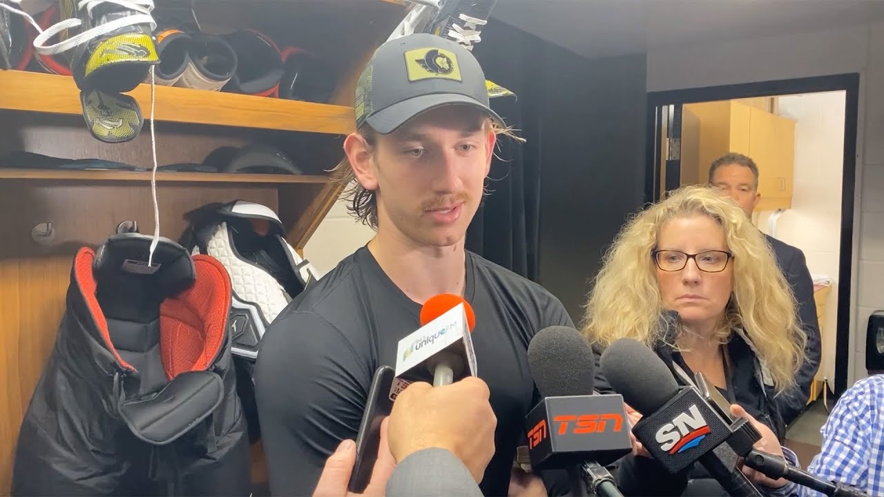 Jake Sanderson, Brady Tkachuk and Claude Giroux Postgame Availability ...