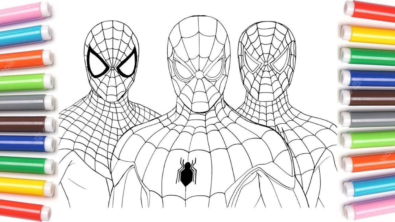 Mega SPIDER MAN 3 Coloring pages / How to COLOR Spider Man Version 3 ...