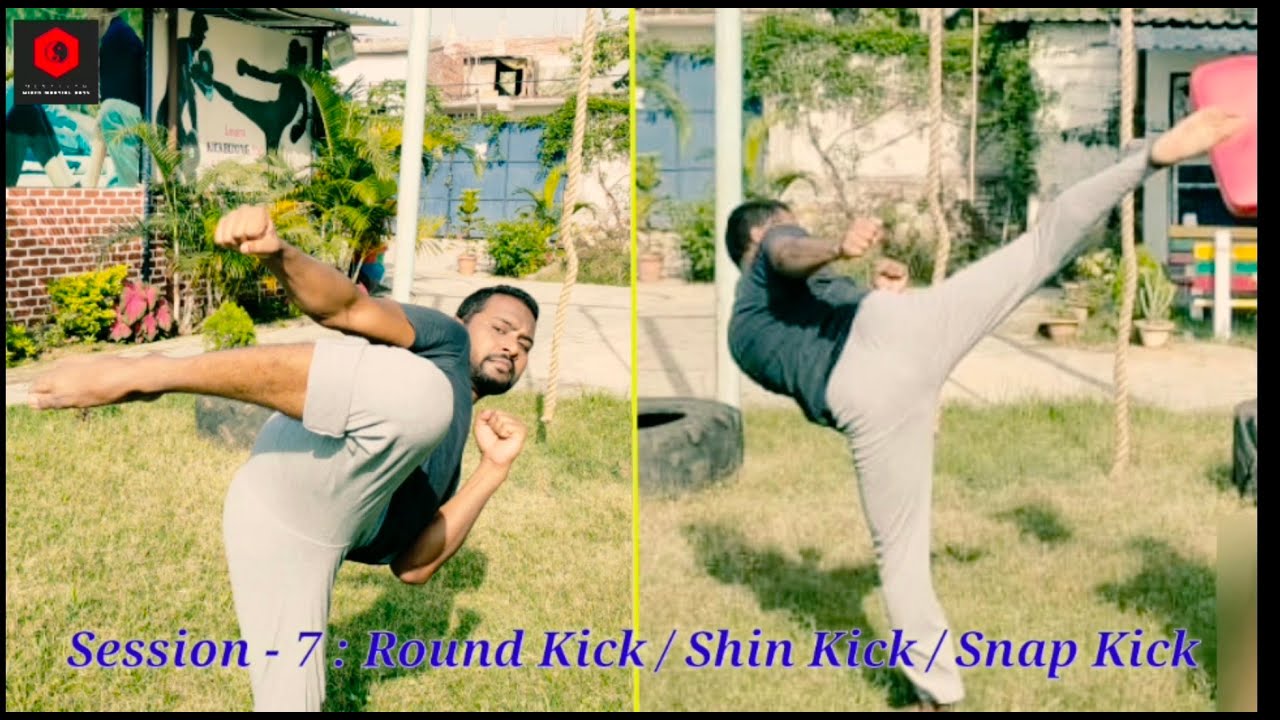 Round Kick | Shin Kick | Snap Kick Tutorial | Session - 7 | Hindi - YouTube