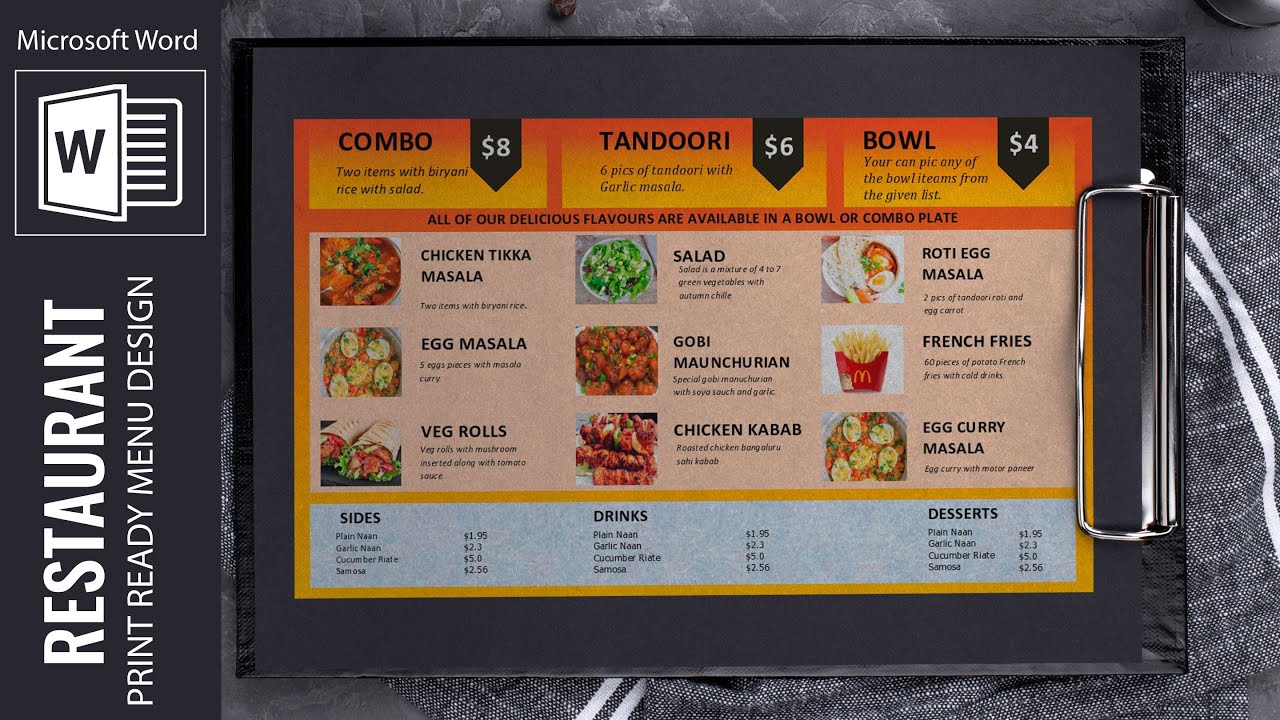 Restaurant Menu Design In Microsoft Word How To Create Food Menu In Restaurant Menu Design In Microsoft Word How To Create Food Menu In