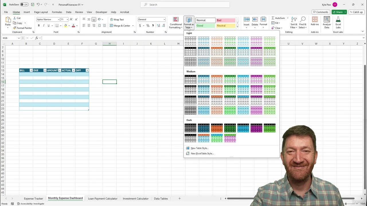 Formatting Excel Tables - YouTube