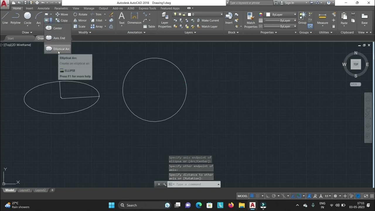 Mastering AutoCAD Elliptical Command: Step-by-Step Tutorial for Beginners - YouTube