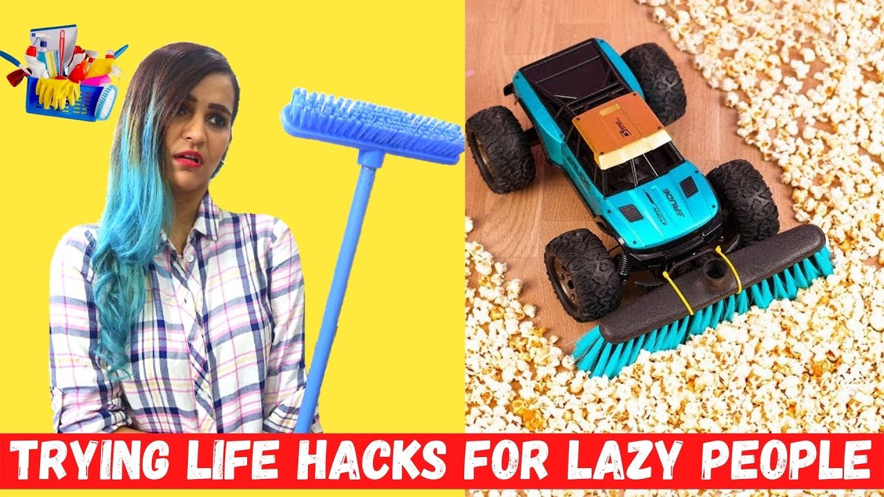 Trying LIFE HACKS for Lazy People - YouTube
