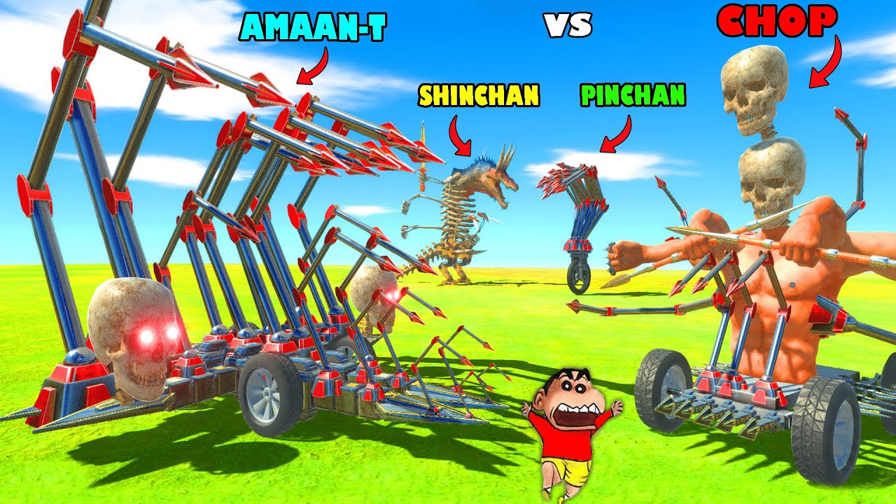 4 vs 4 in ANIMAL REVOLT BATTLE SIMULATOR | SHINCHAN vs CHOP vs PINCHAN ...