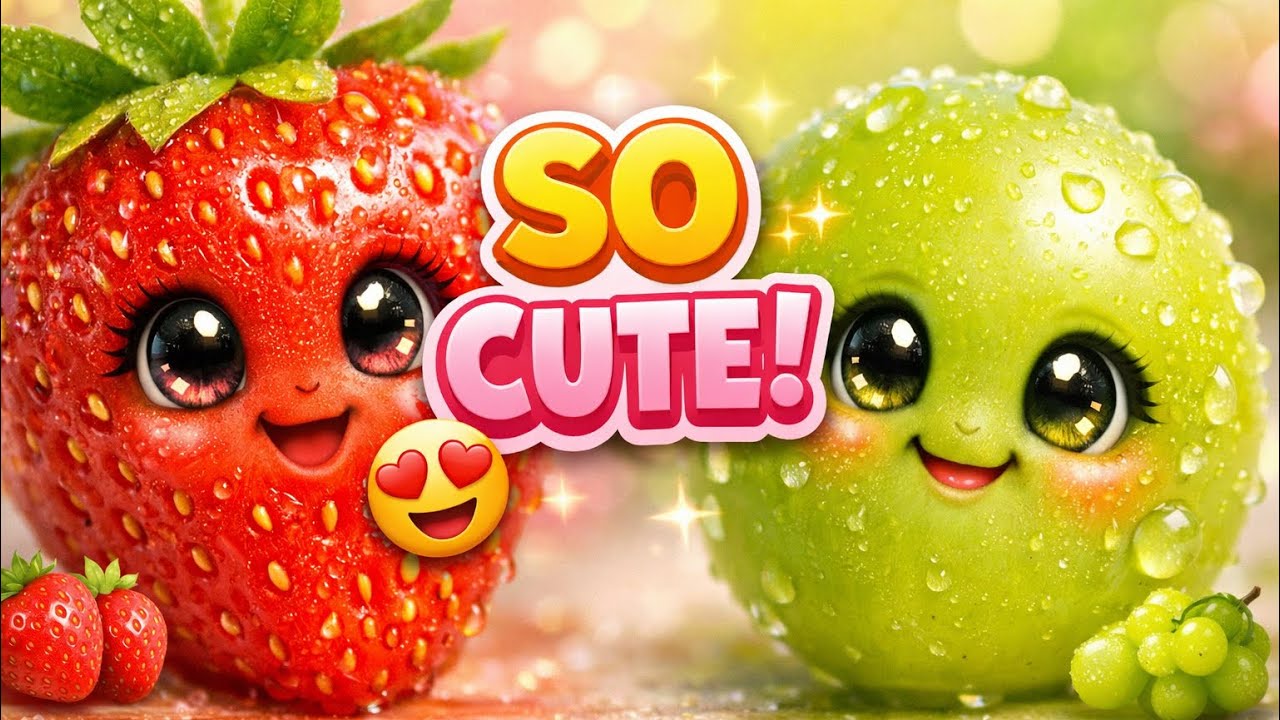 Cute Fruit Video for Kids 🍓 Strawberry & Grape with Sparkly Eyes ...