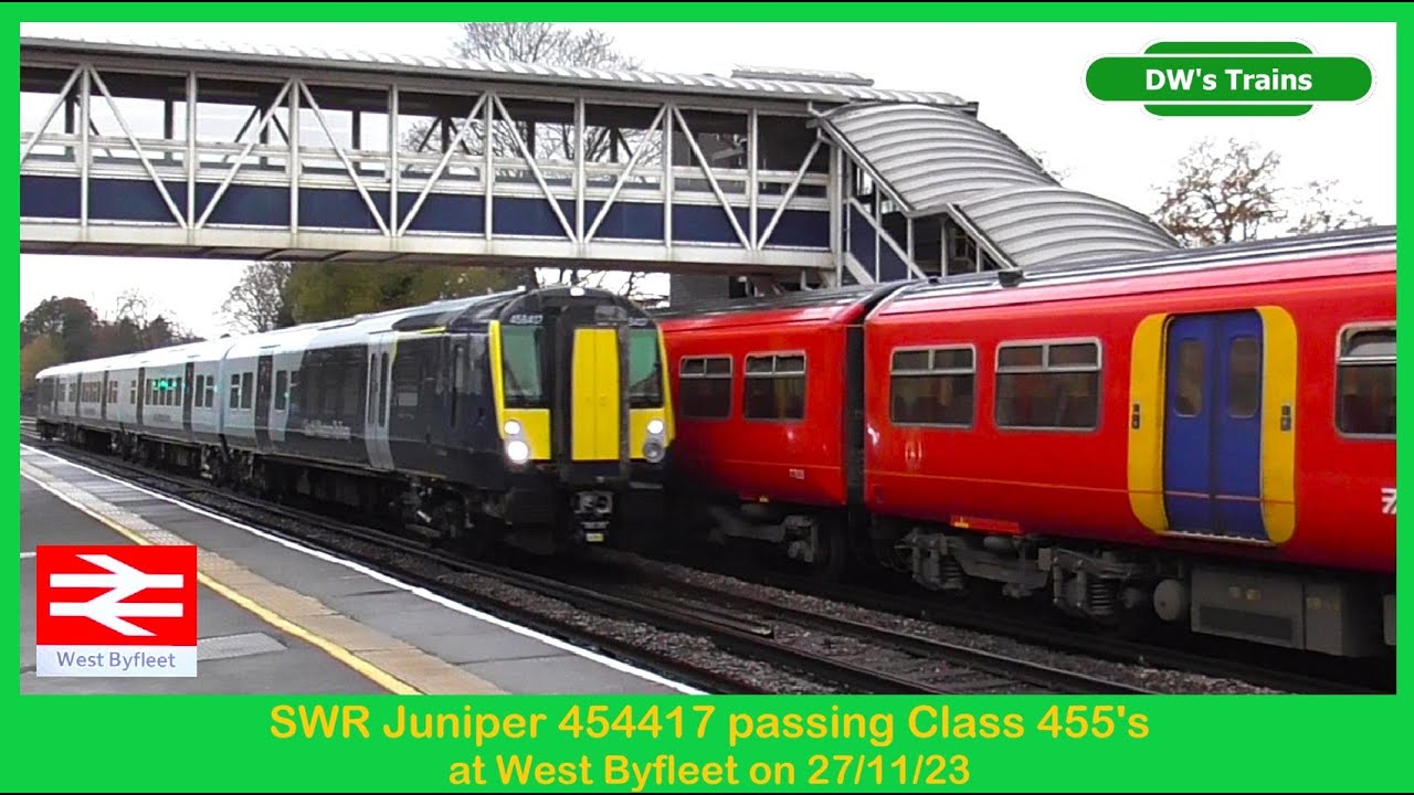 Newly refurbished SWR 4-Car Juniper 458417 passing Class 455’s on a ...