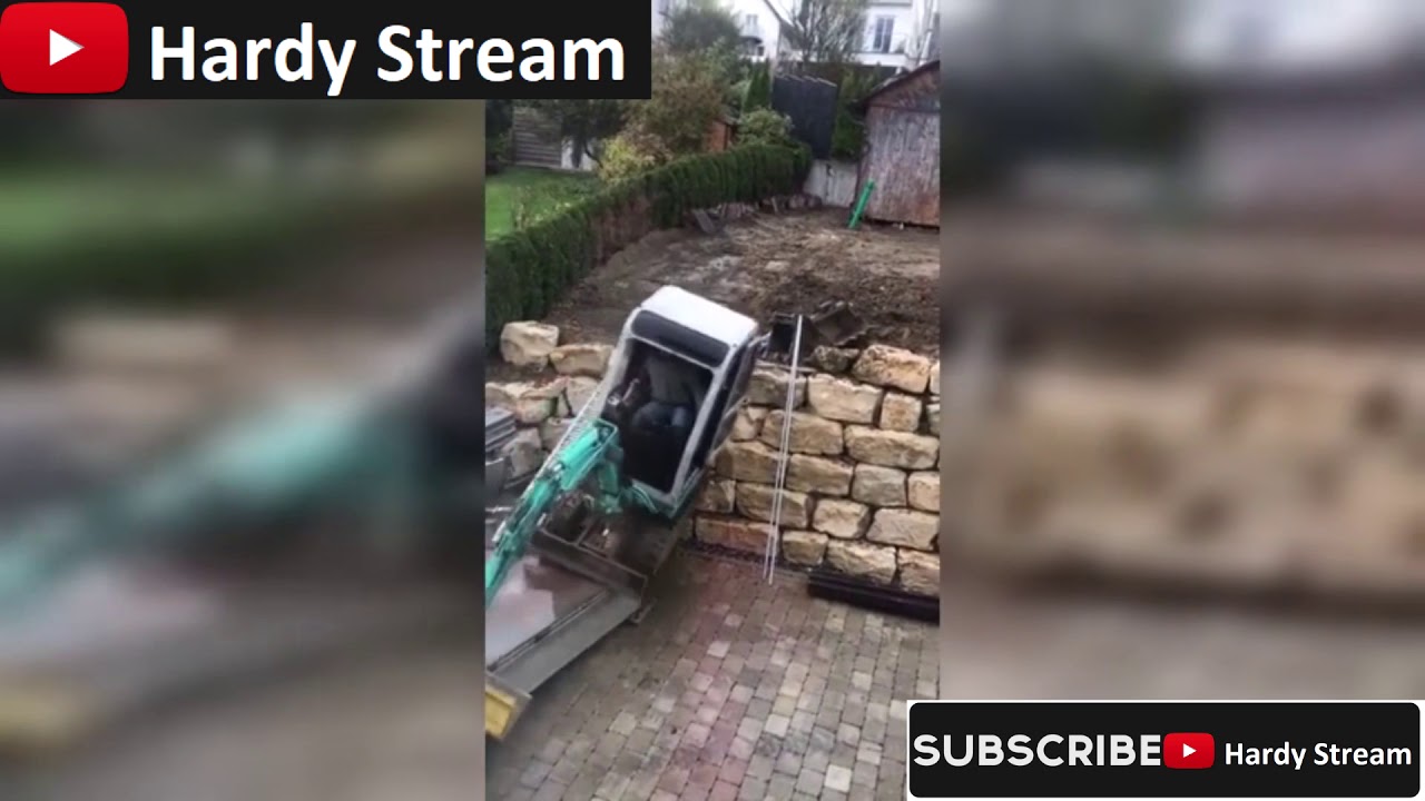 Mini excavator accident - YouTube