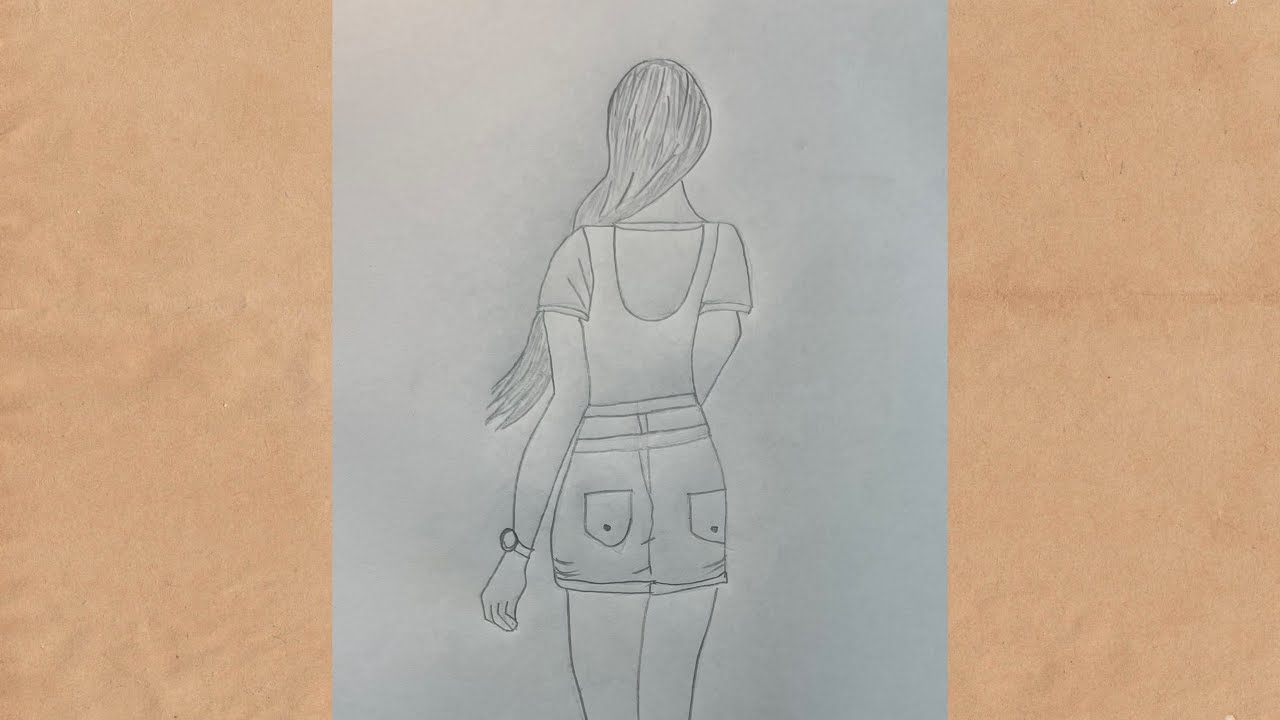 How to draw a beautiful girl from the backside for beginners. Pencil ...