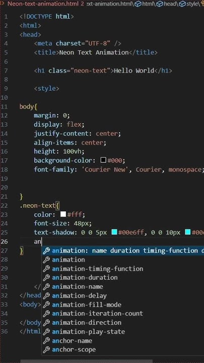 Neon Text Animation #shorts #html #css #html5 #coding #animation #css3 #javascript - YouTube