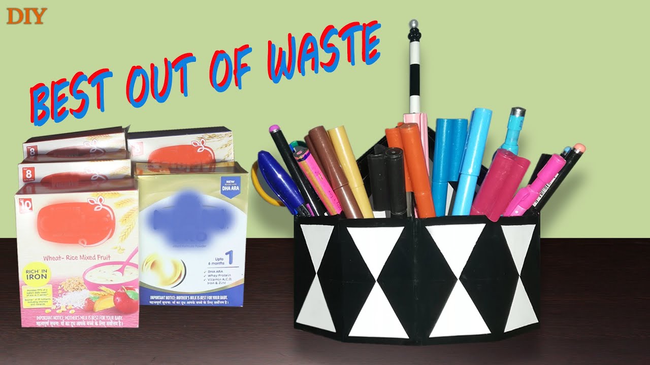 How to Make Pen stand | Multipurpose stand from waste box | card board ...