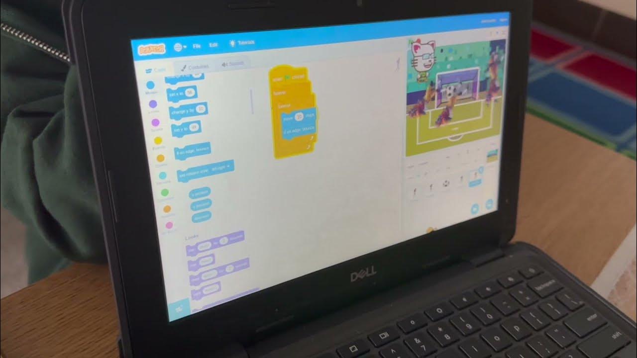 Grade 1 — Coding in Scratch using "if on edge, bounce" block - YouTube