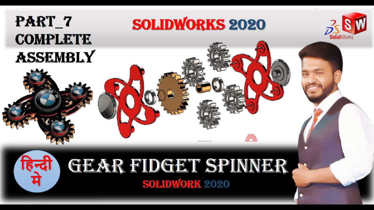 Solidworks tutorial | Design of Gear Fidget Spinner in Solidworks | #7 ...