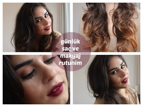 GRWM: Kış için günlük saç ve makyaj rutinim || koyu ruj ve hafif dalgalı saçlar