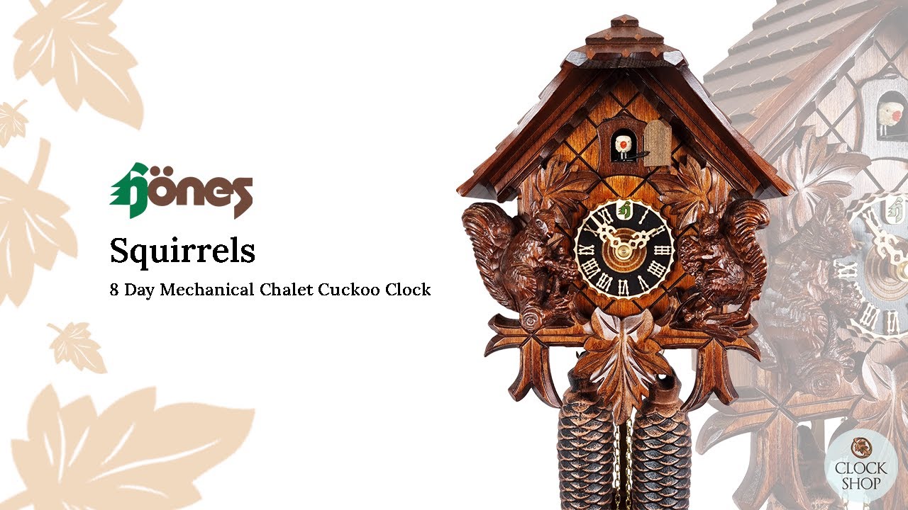 Squirrels 8 Day Mechanical Chalet Cuckoo Clock 28cm By Hönes - YouTube